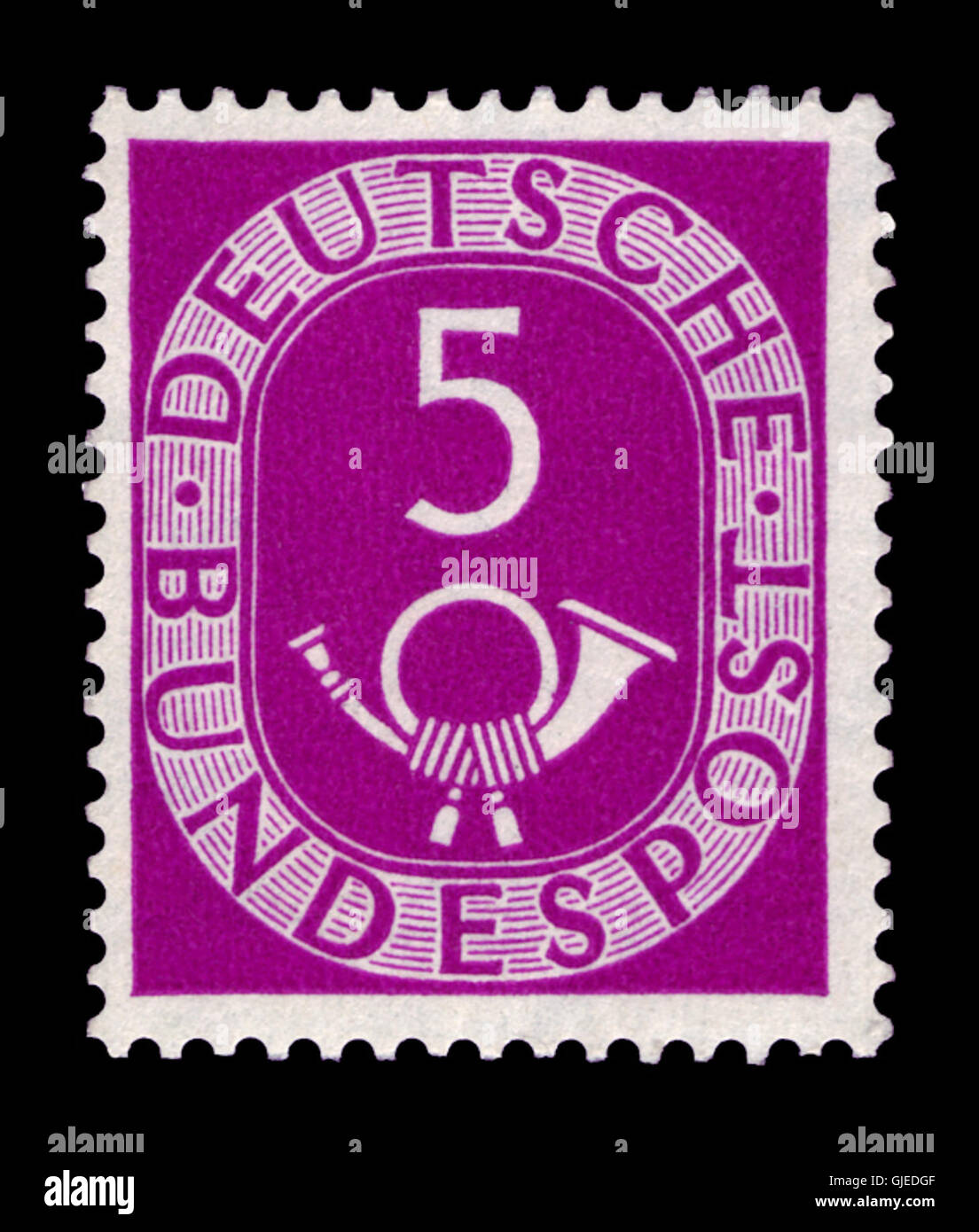 The 1951 DBP 125 stamp, featuring the Posthorn symbol, commemorates ...