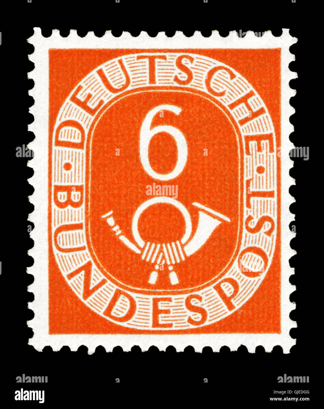 The DBP 1951 126 Posthorn stamp, issued by Deutsche Bundespost ...