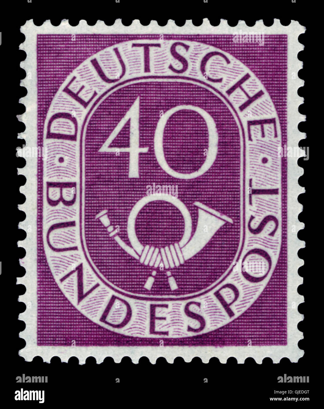 The 1951 DBP 133 Posthorn stamp features the iconic posthorn symbol ...