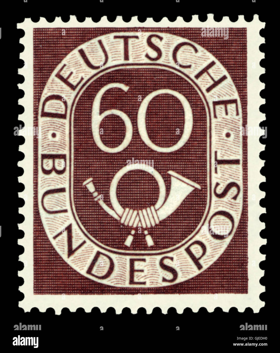 The DBP 1951 135 Posthorn stamp is part of the German Federal Post ...