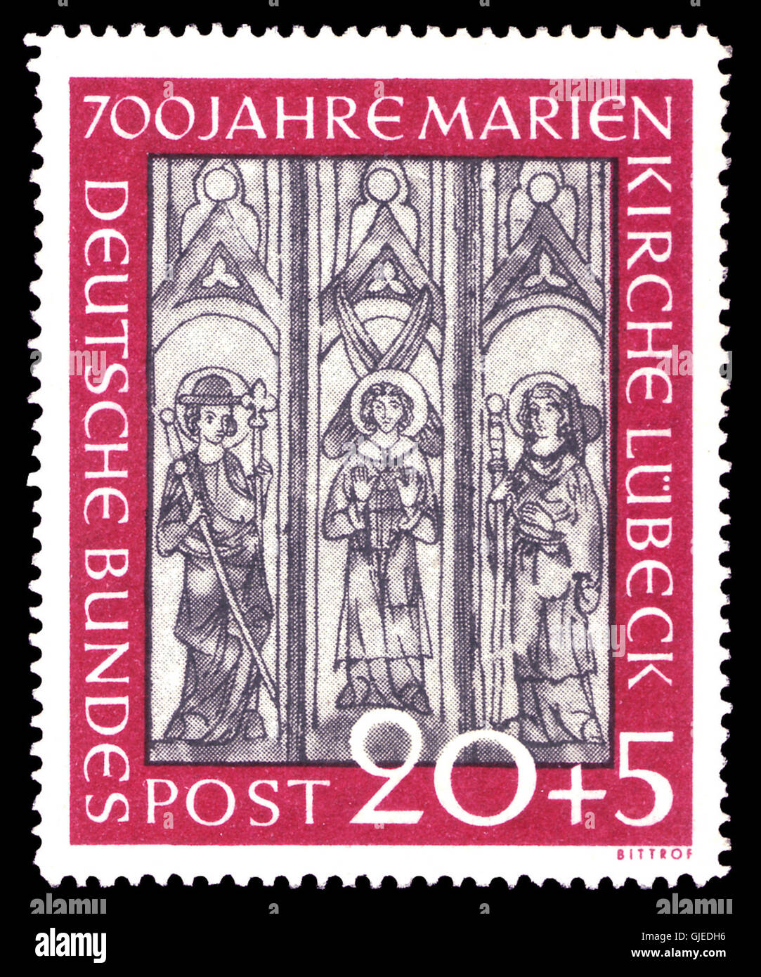 The DBP 1951 140 stamp commemorates the Marienkirche (Mary’s Church ...