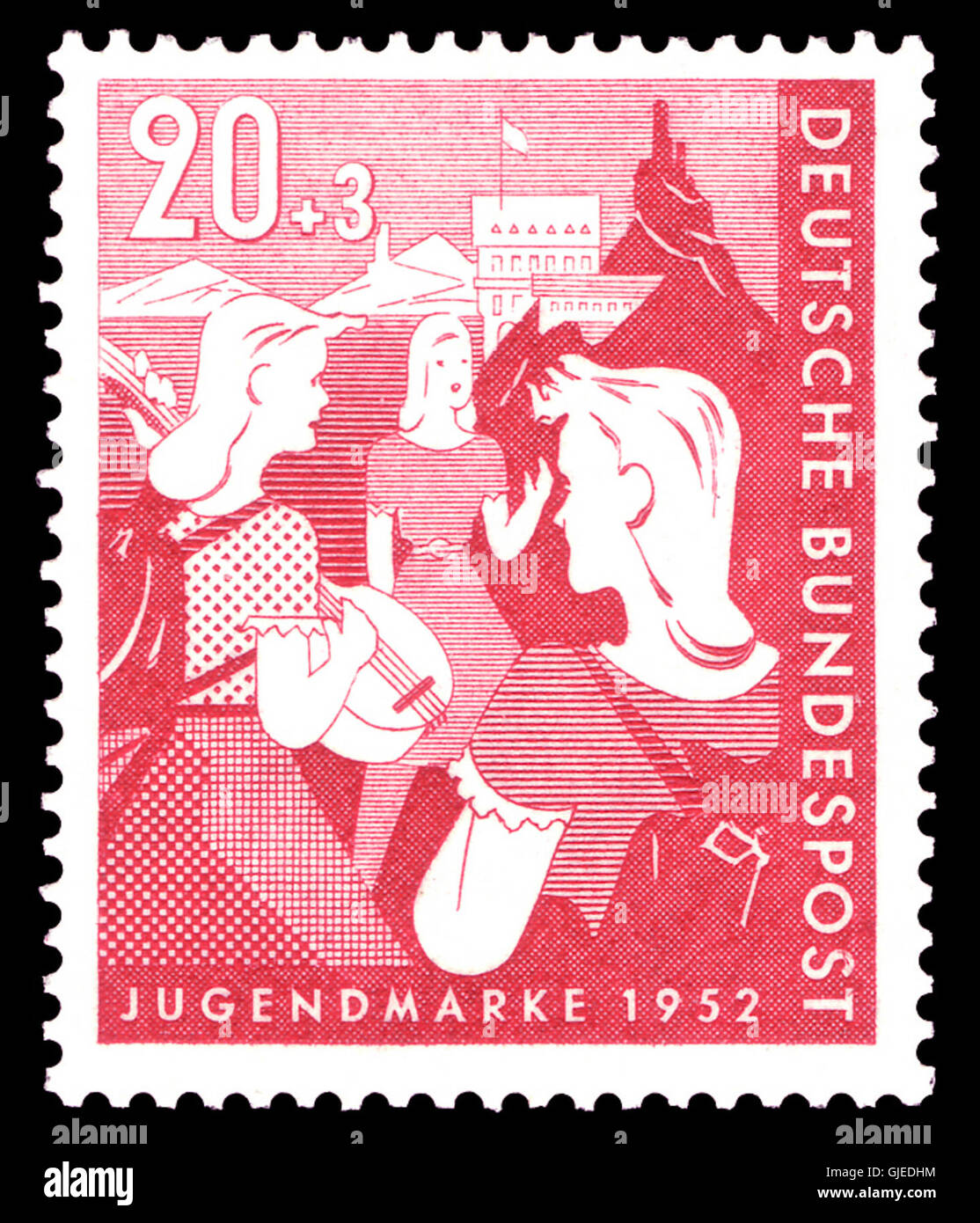 The 1952 DBP 154 Bundesjugendplan stamp commemorates Germany's national ...