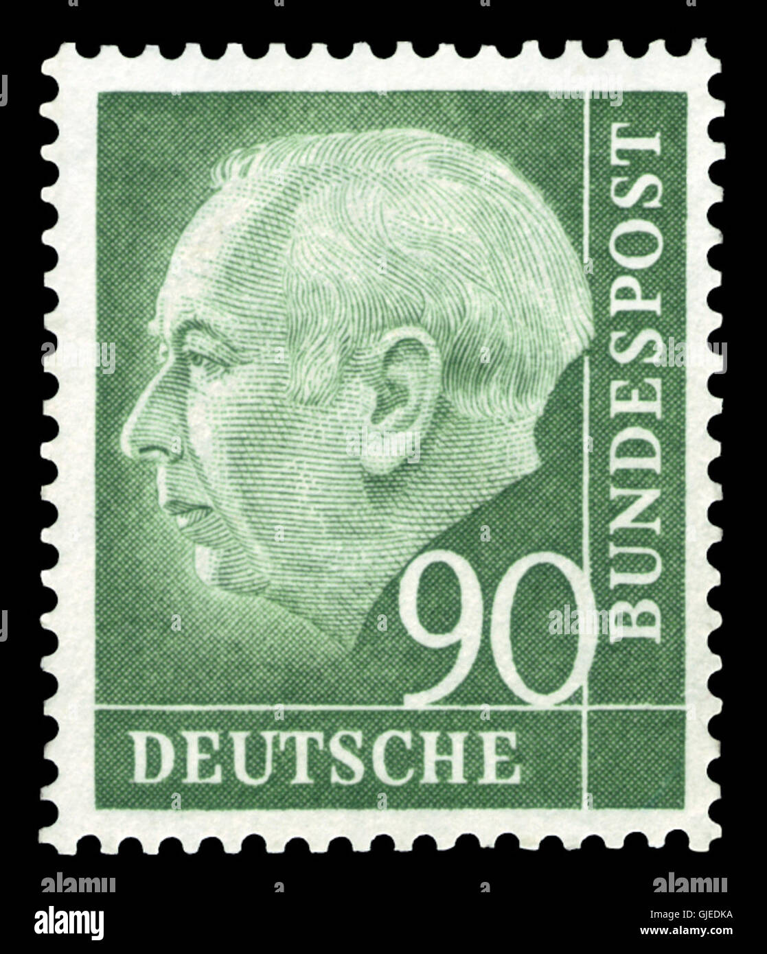 The 1954 DBP 193 stamp honors Theodor Heuss, the first President of the ...