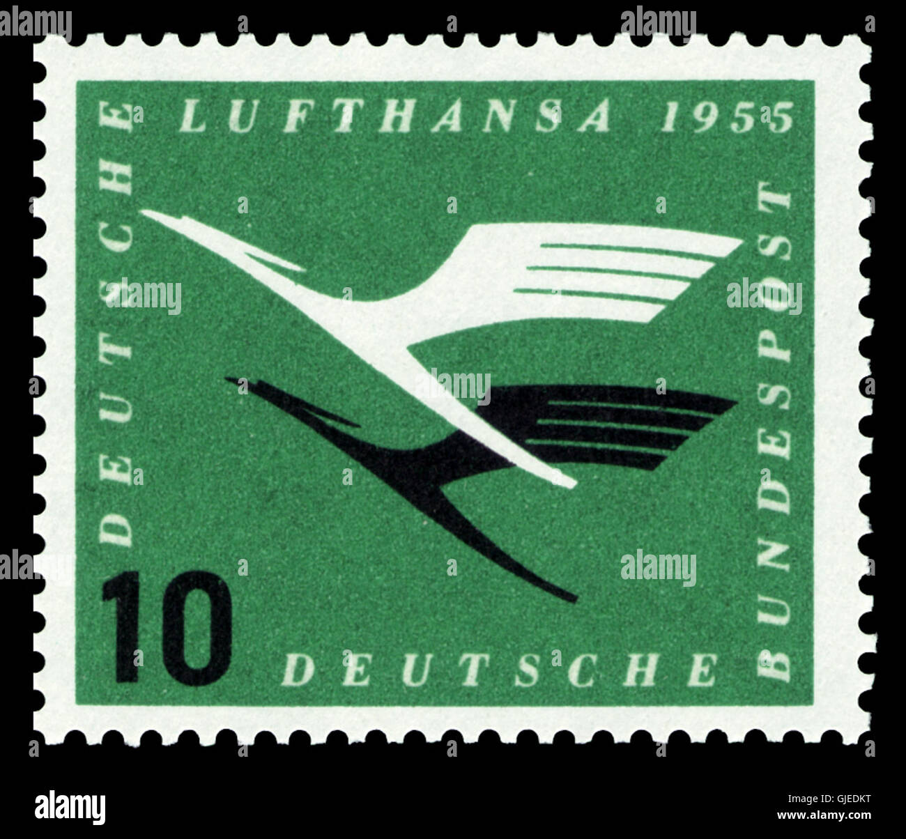 The DBP 1955 206 Lufthansa stamp commemorates the German airline ...