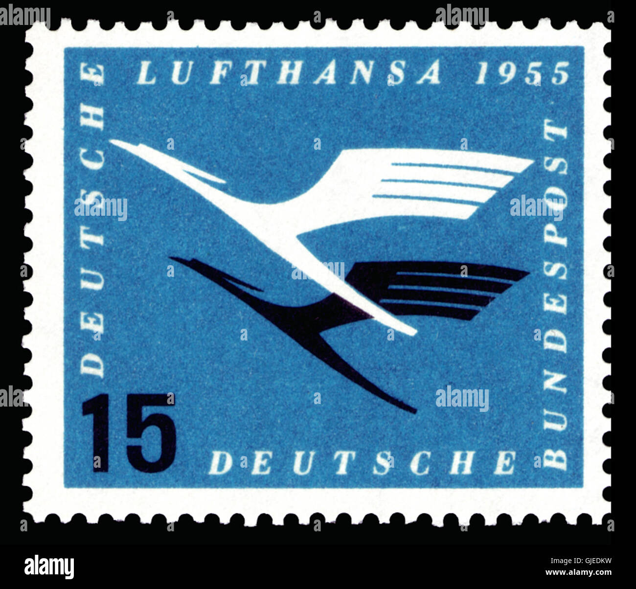 The DBP 1955 207 Lufthansa stamp was issued by Deutsche Post to ...