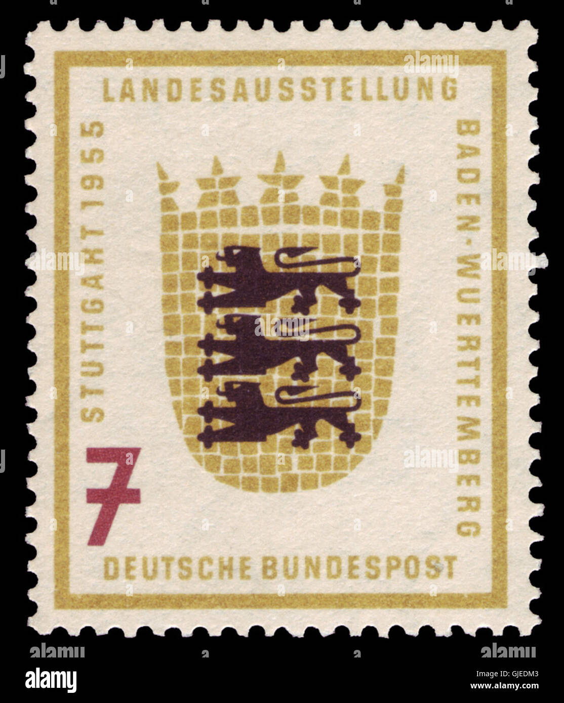 The 1955 DBP 212 stamp commemorates the Landesausstellung (State ...