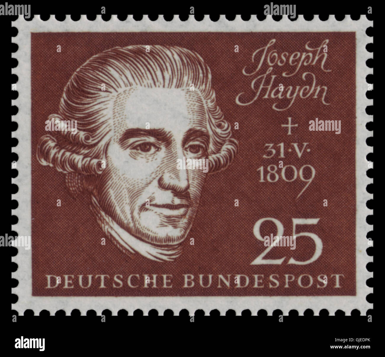 The DBP 1959 318 stamp commemorates Joseph Haydn, the influential ...
