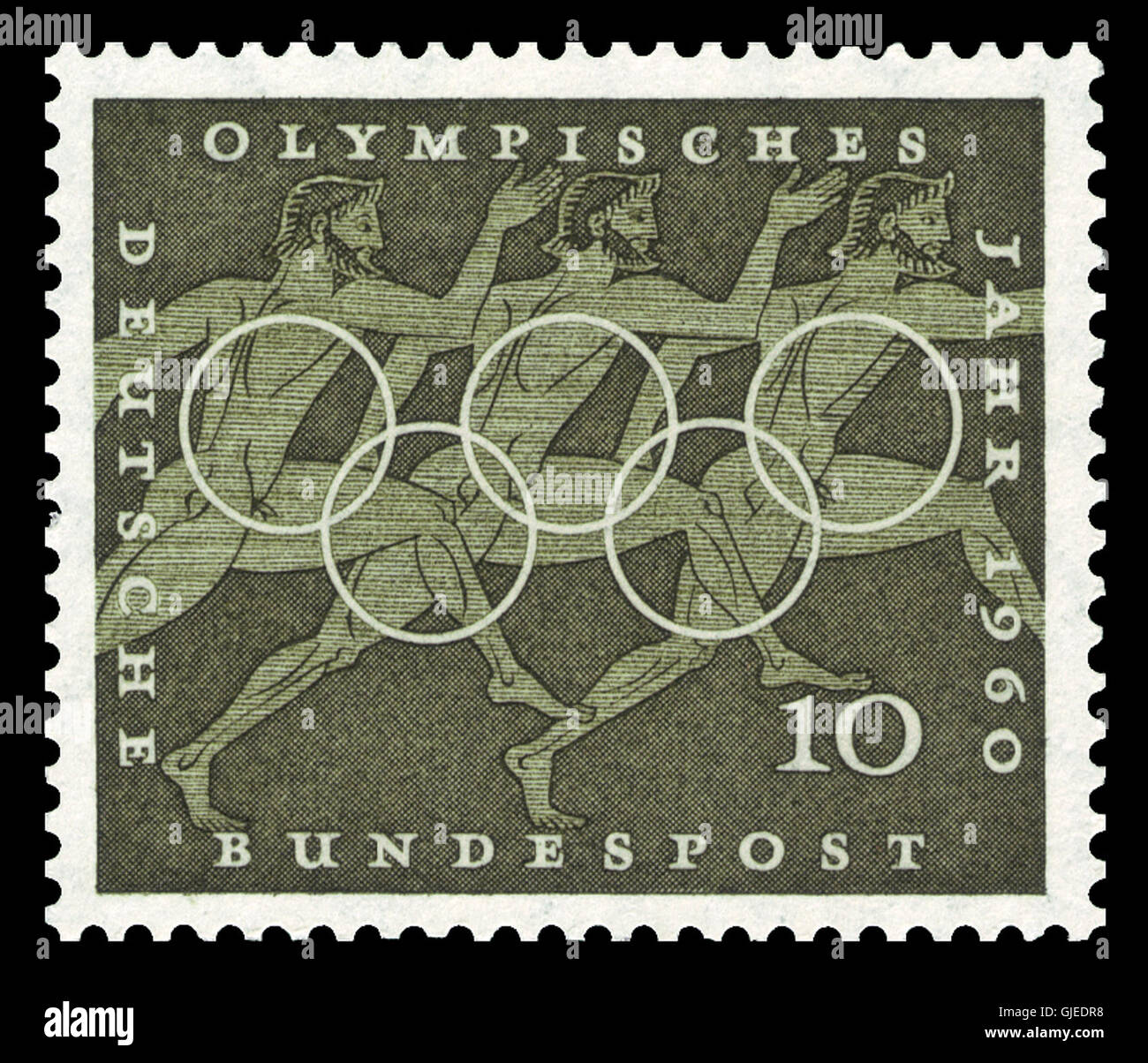 The 1960 DBP 333 Olympische Spiele stamp from Germany commemorates the ...