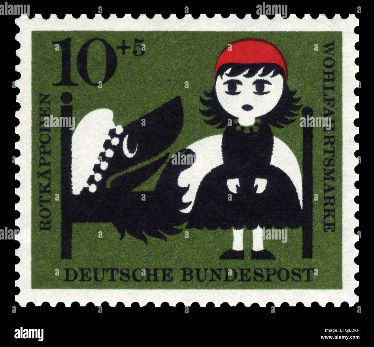 The DBP 1960 341 stamp features the German fairy tale character Little ...