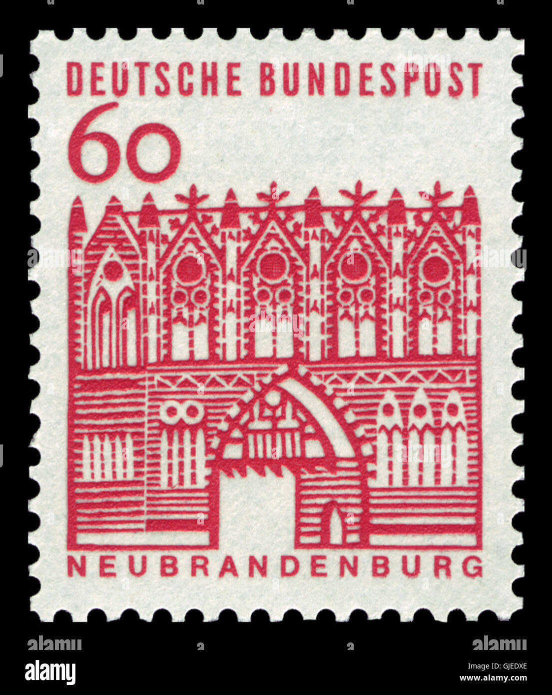 The DBP 1964 459 stamp depicts the Treptower Tor, a famous historical ...