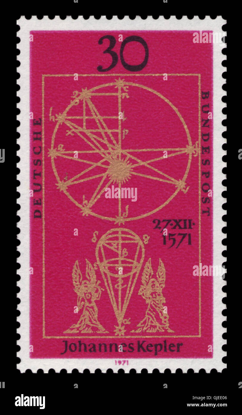 The DBP 1971 688 Johannes Kepler stamp, issued by Deutsche Bundespost ...