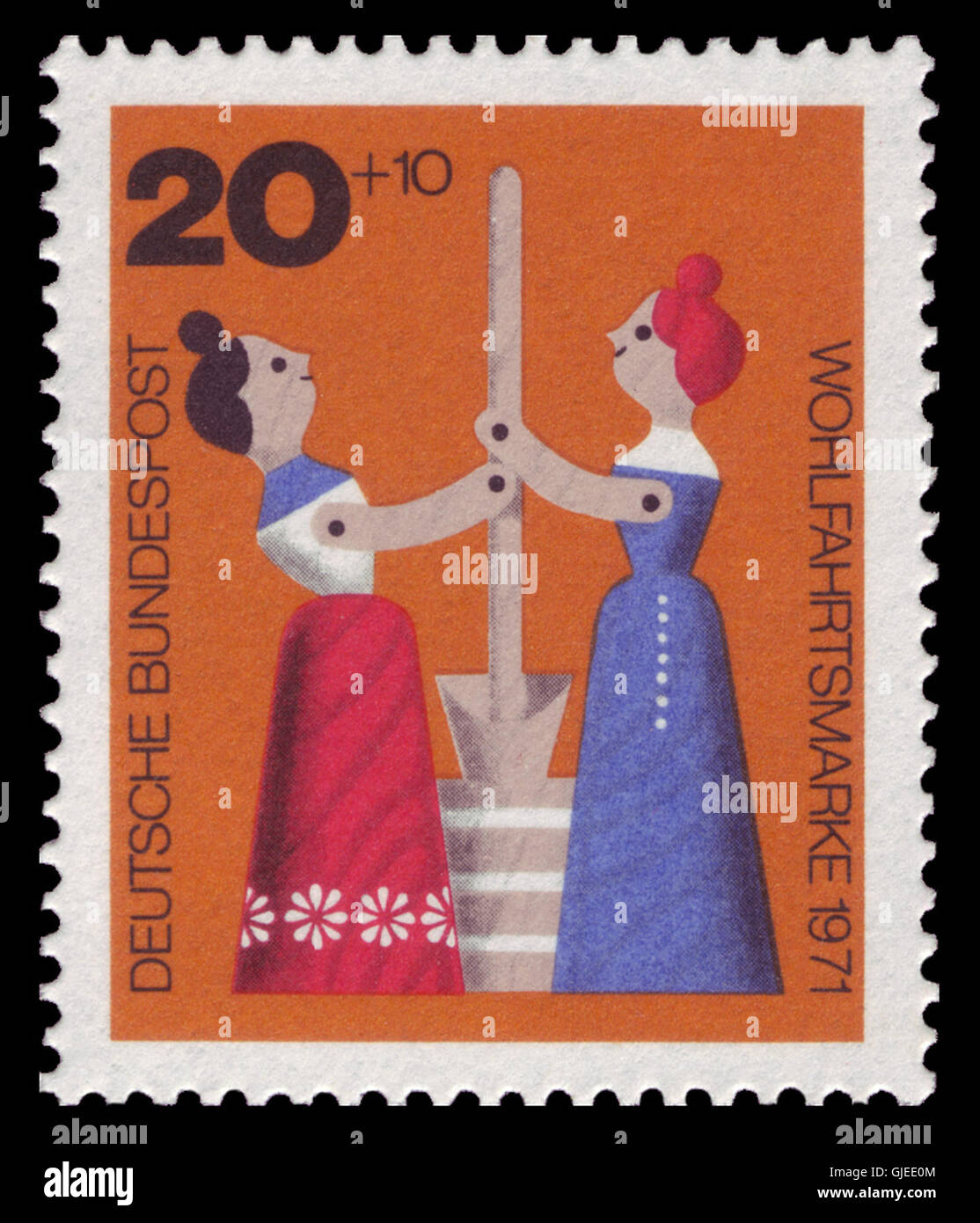 The DBP 1971 705 stamp features the Butterfrauen, a traditional German ...
