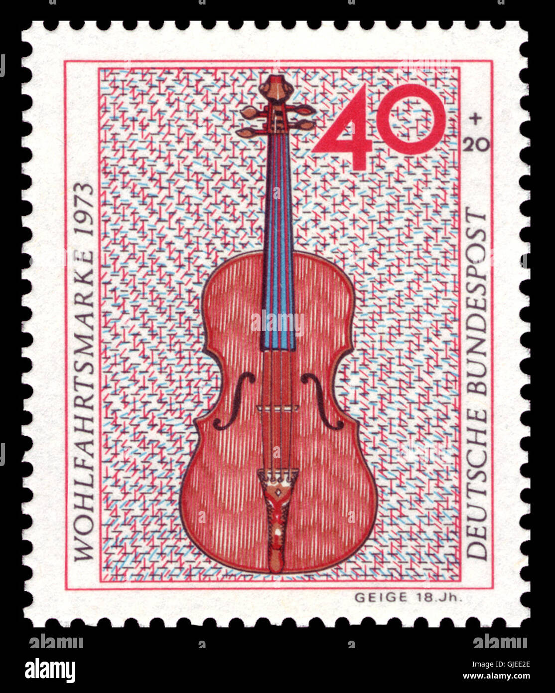 The 1973 DBP 784 Wohlfahrt Musikinstrumente stamp was issued in Germany ...