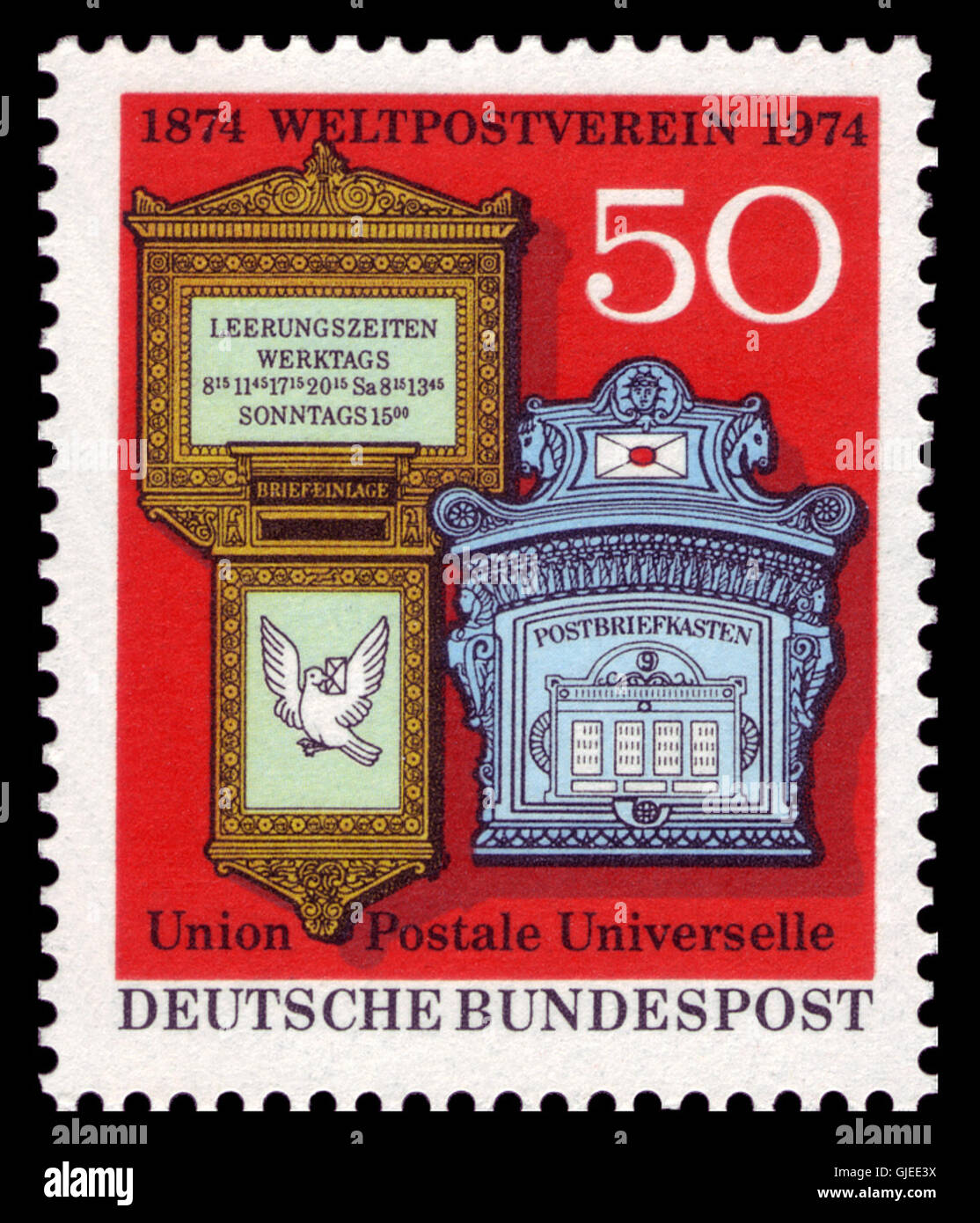 Issued in 1974, the DBP 825 stamp commemorates the Universal Postal ...