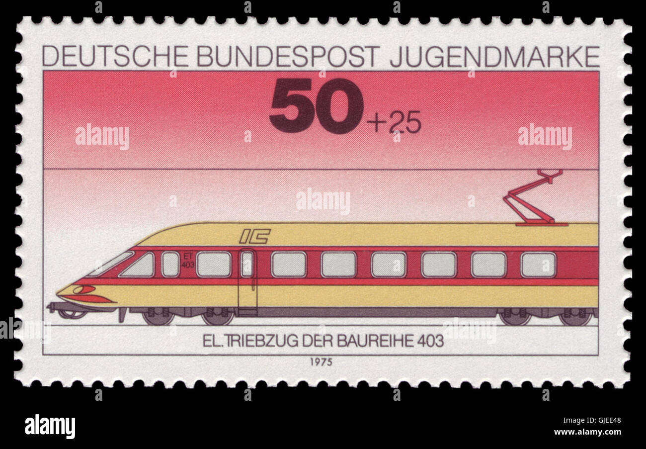 The 1975 DBP stamp, number 838, features youth locomotives and reflects ...