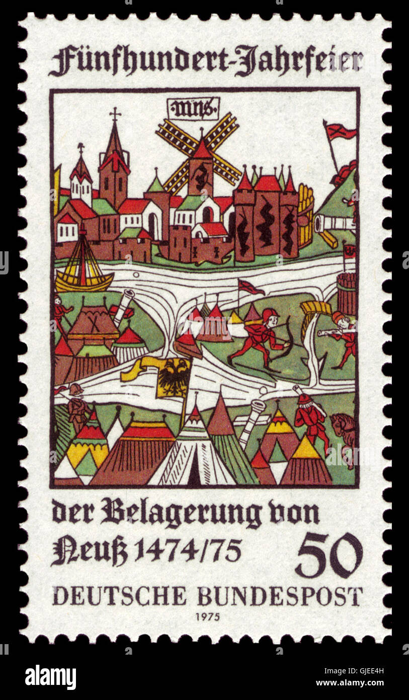The DBP 1975 843 Belagerung von Neuss stamp commemorates the Siege of ...