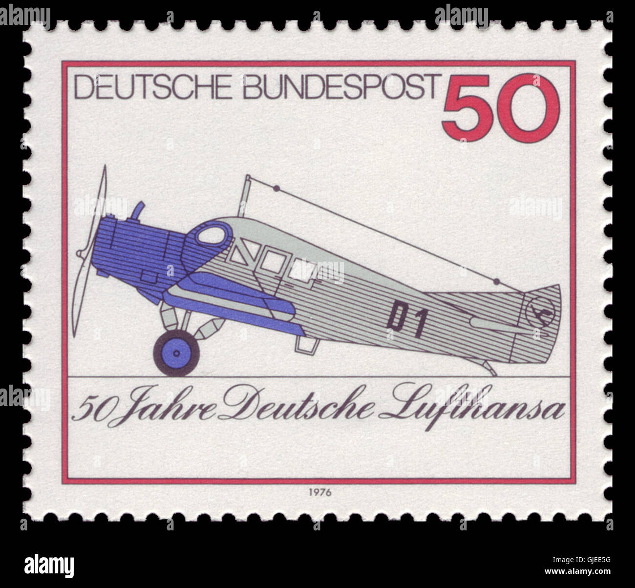 The 1976 DBP stamp, number 878, commemorates the Lufthansa Junkers F 13 ...
