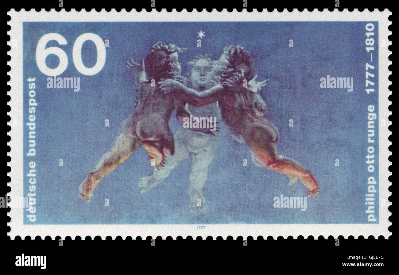 The DBP 1977 940 stamp features a painting by Philipp Otto Runge titled ...