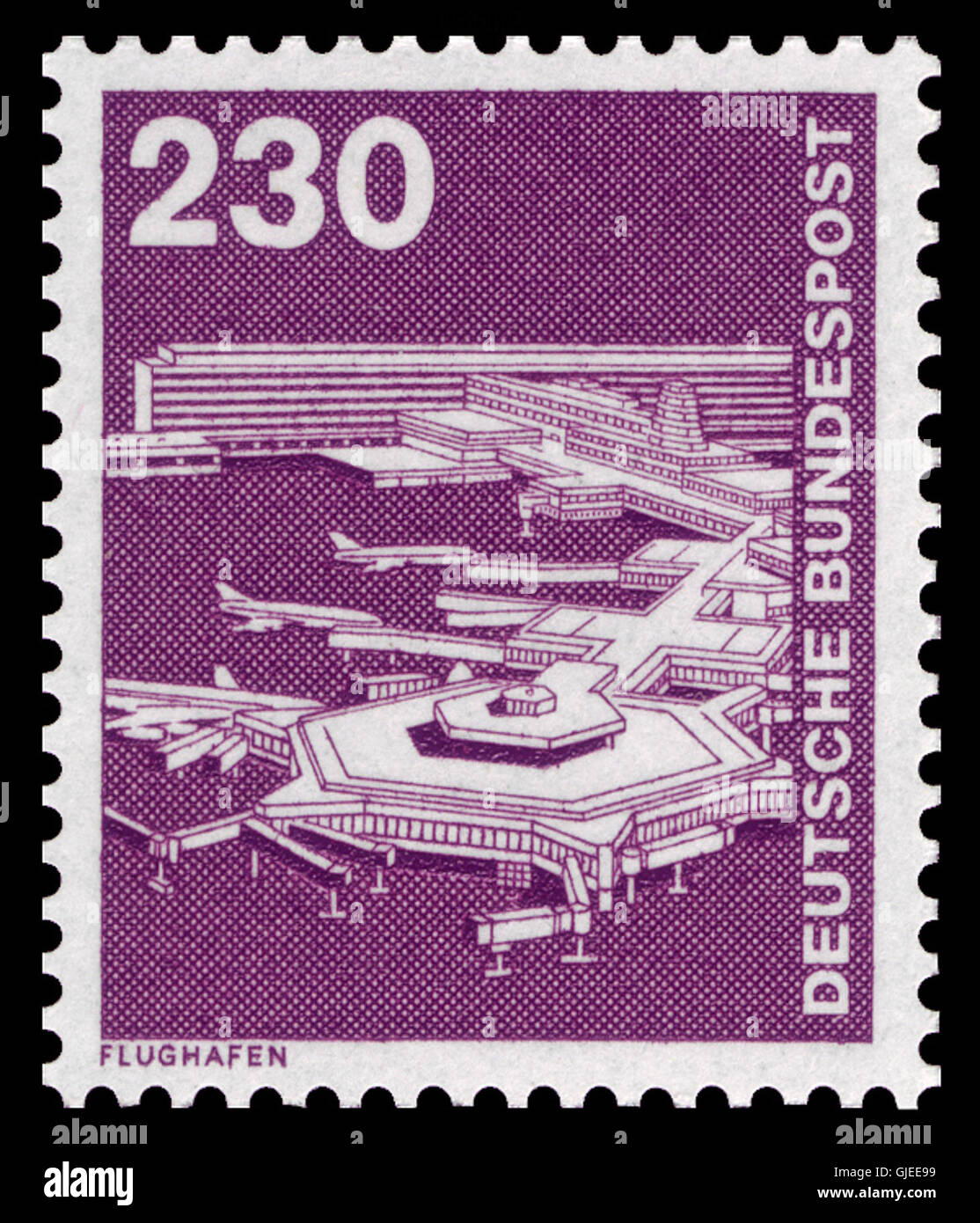The 1978 DBP 994 stamp commemorates the Frankfurt Airport (Flughafen ...