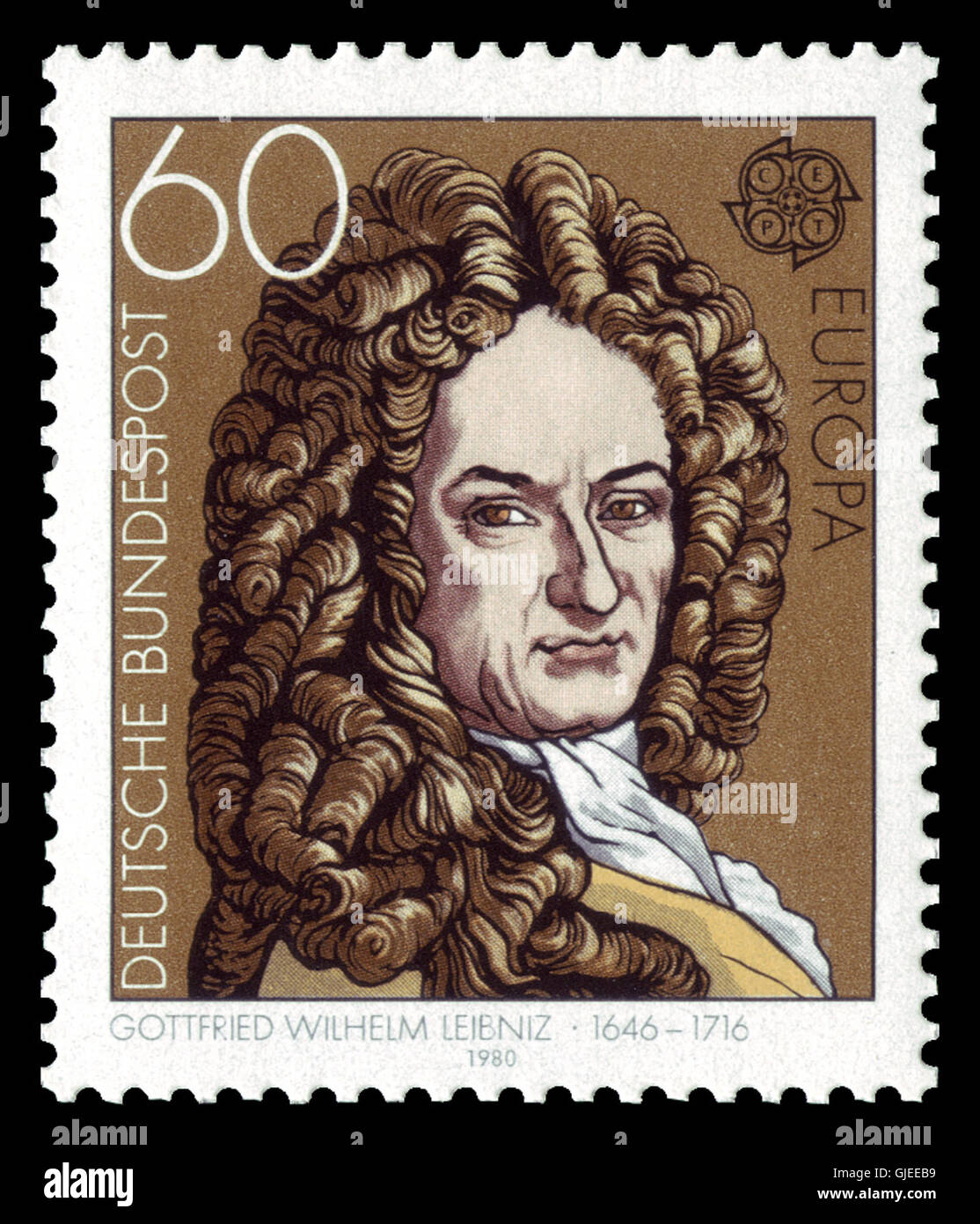 The DBP 1980 1050 stamp commemorates the German polymath Gottfried ...