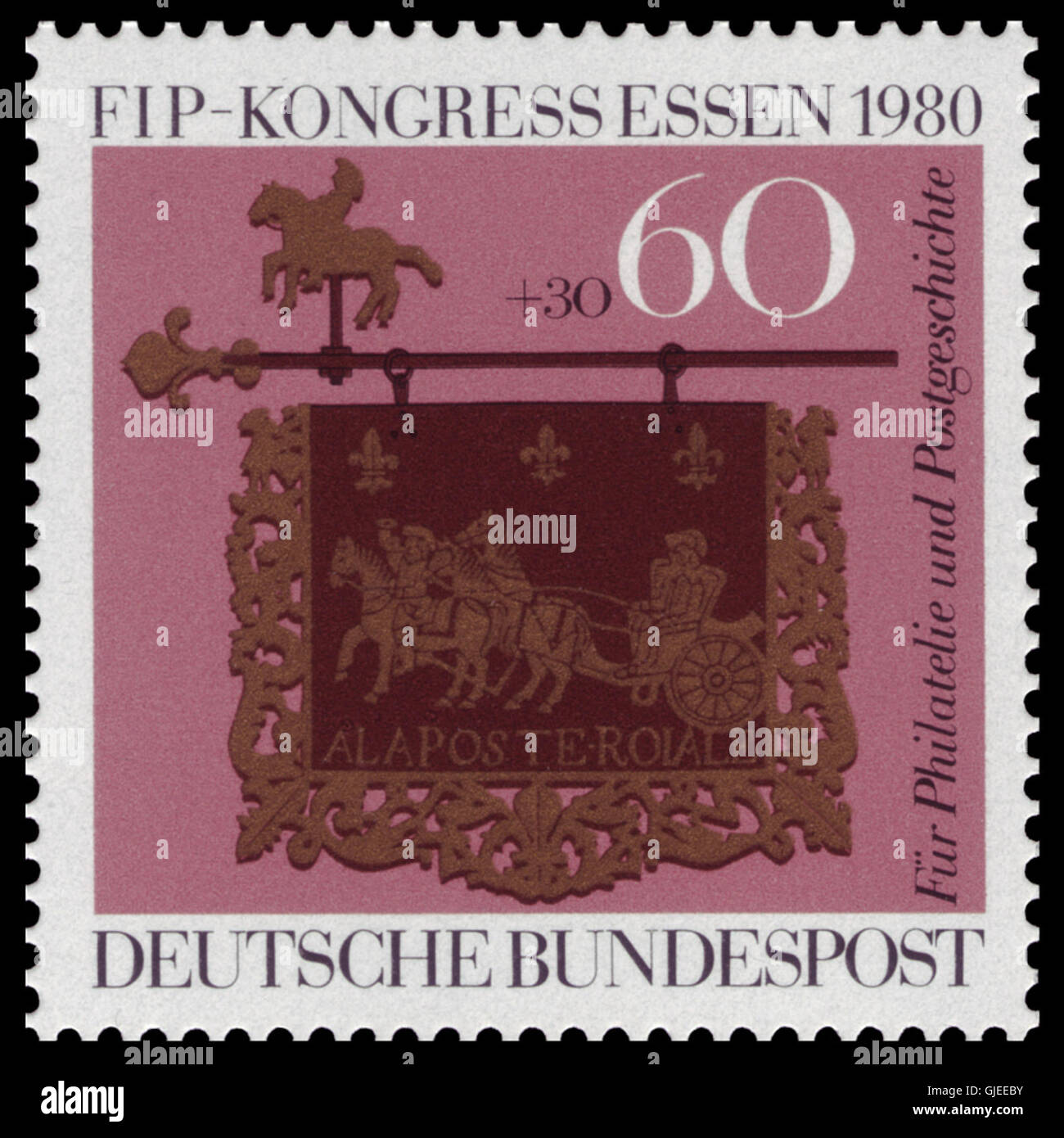 The DBP 1980 1065 stamp commemorates the FIP Congress for Philately and ...