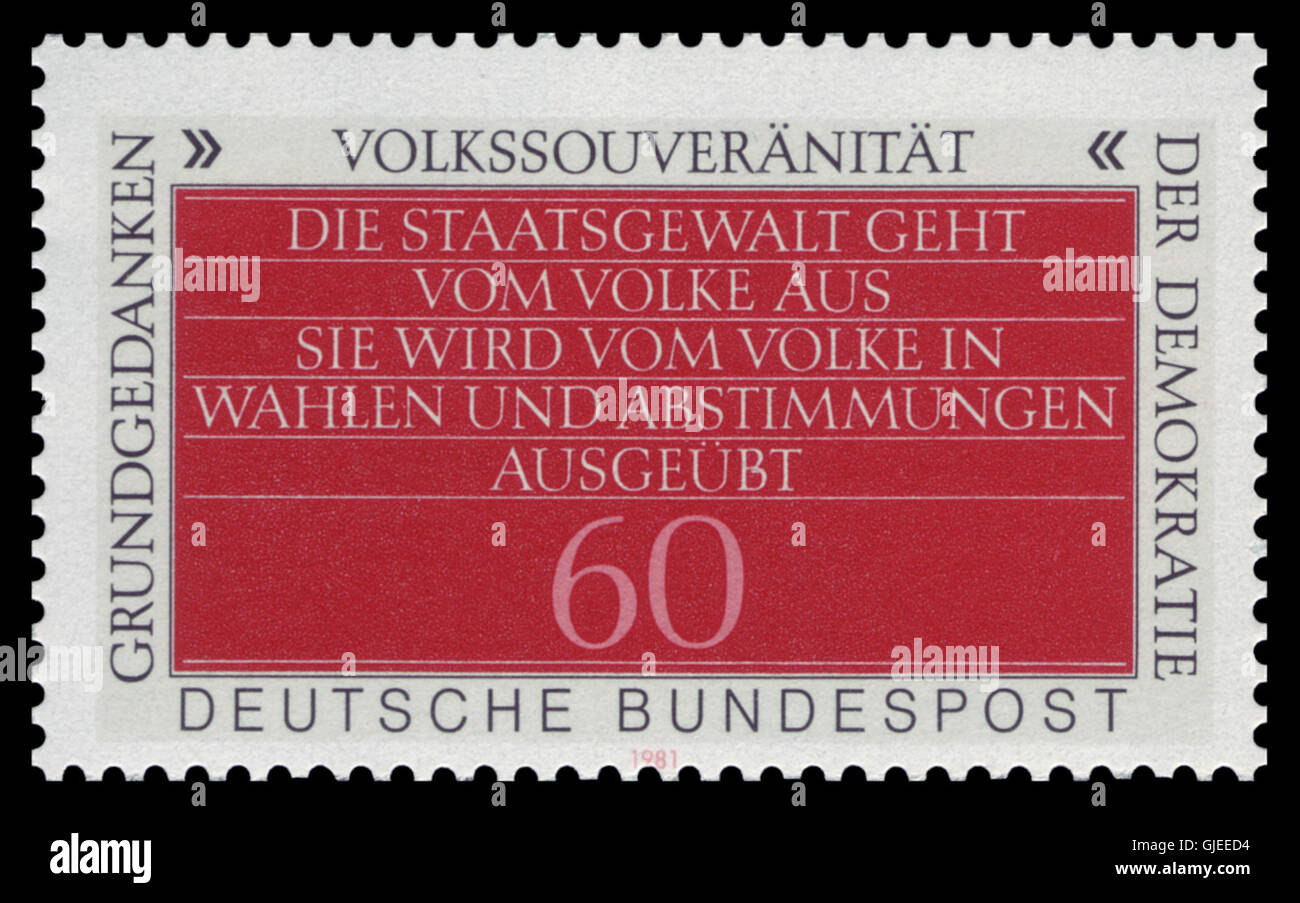 The 1981 DBP 1107 stamp, titled 'Grundgedanken der Demokratie ...