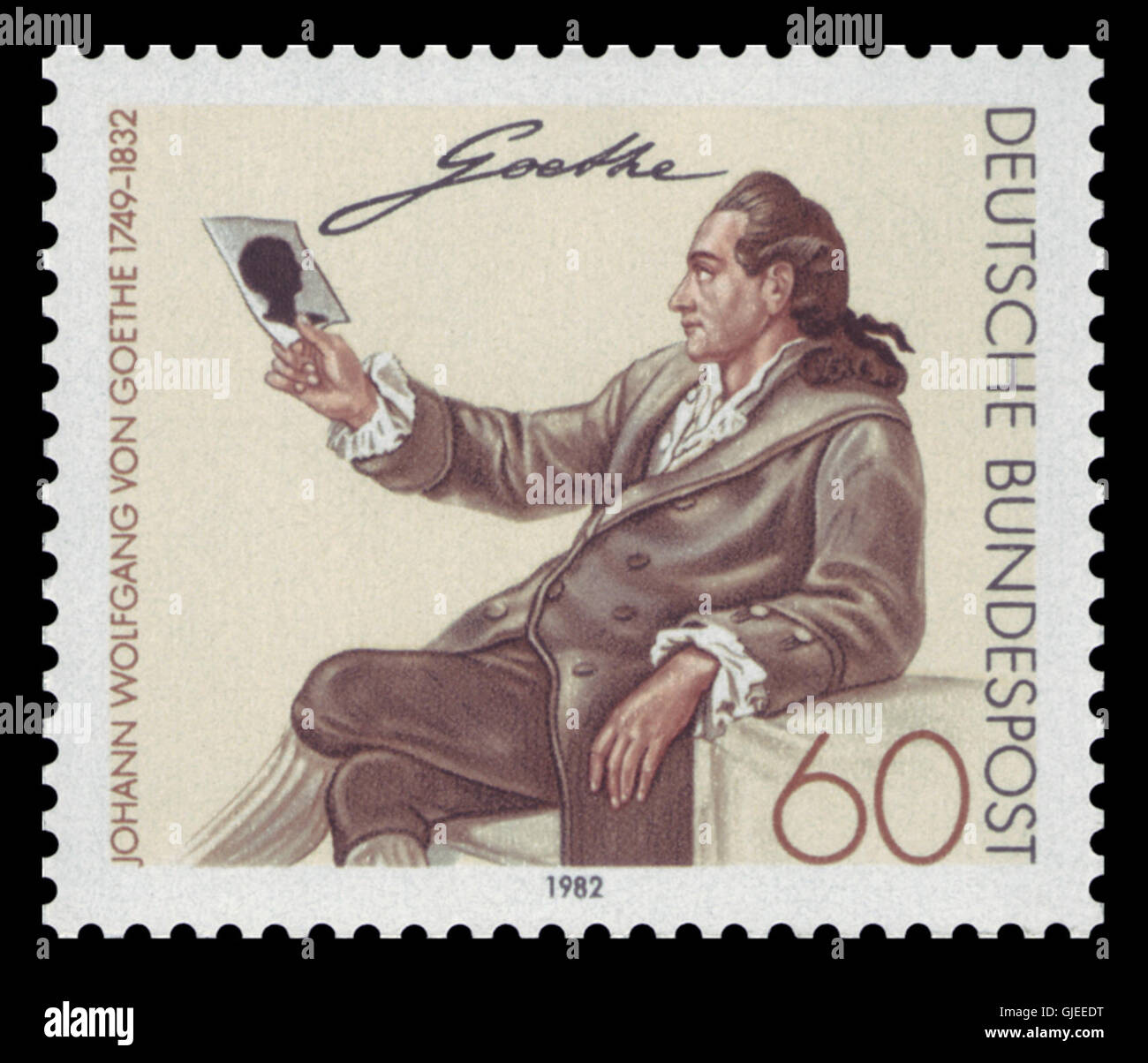 The 1982 DBP 1121 stamp honors Johann Wolfgang von Goethe, a key figure ...