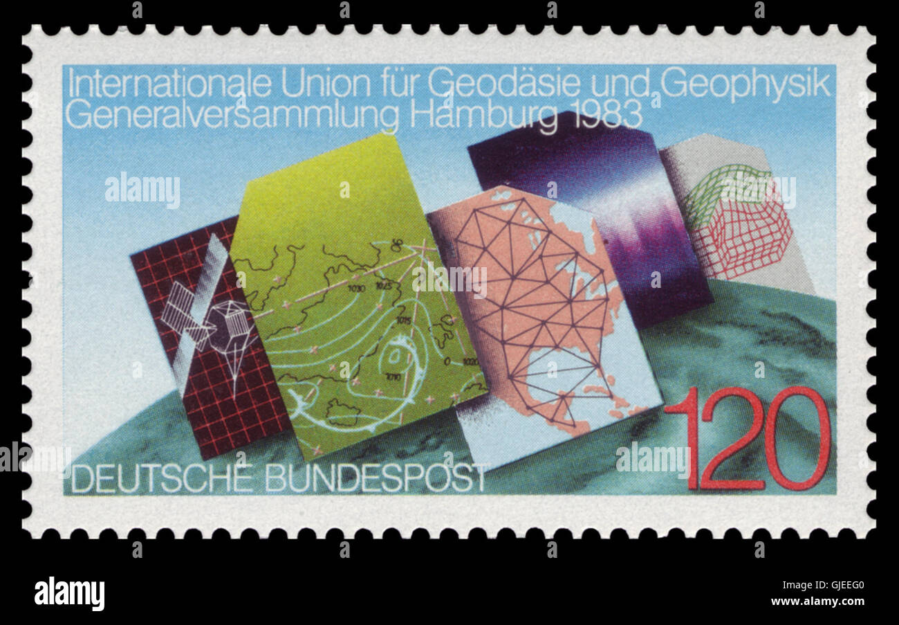 The DBP 1983 1187 stamp celebrates advancements in geodesy and ...