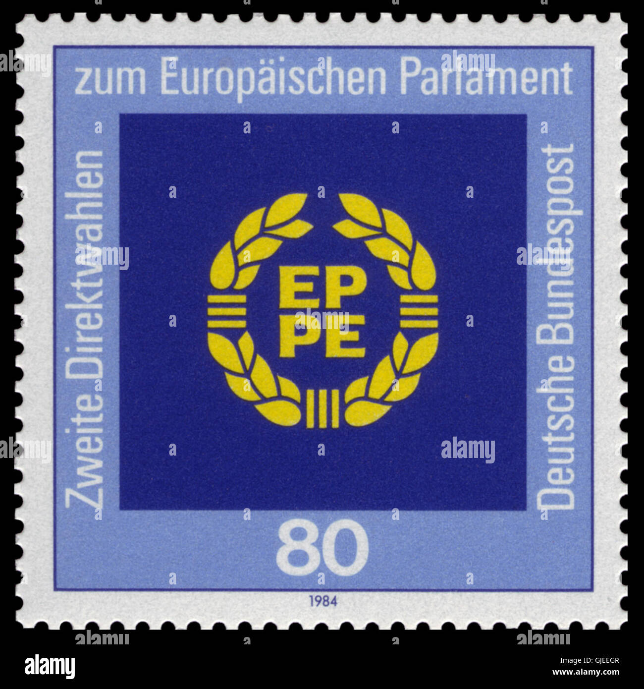 The 1984 DBP MiNr 1209 stamp commemorates the direct elections to the ...