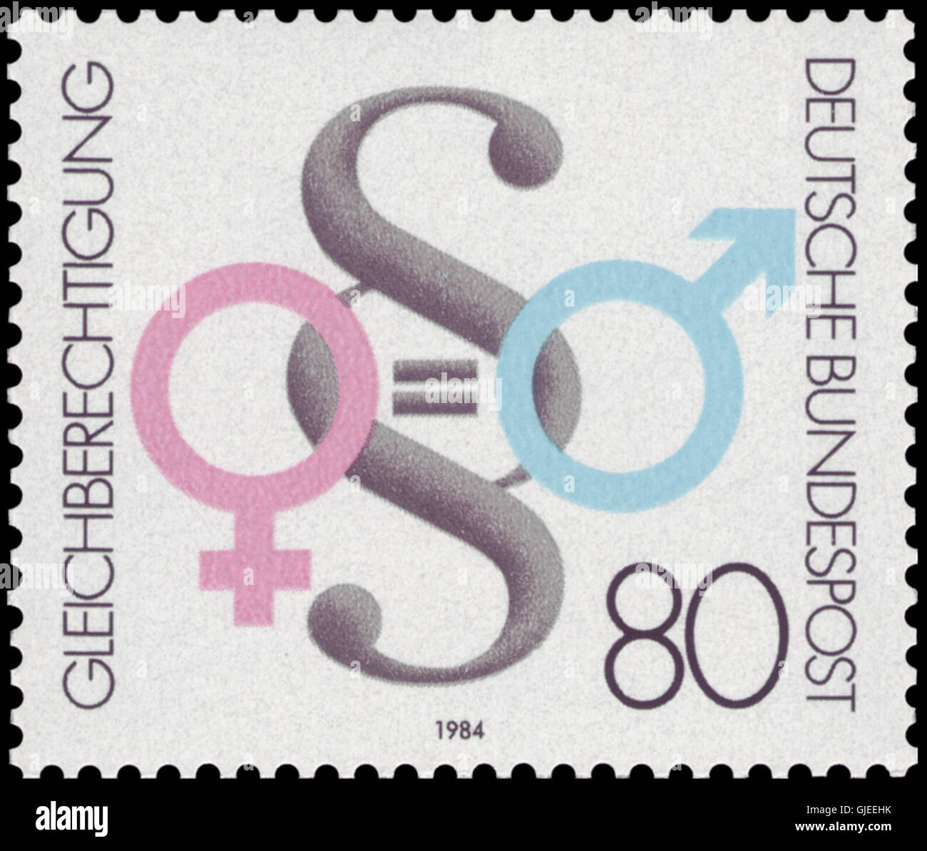 The DBP 1984 1230 stamp features the theme of gender equality ...
