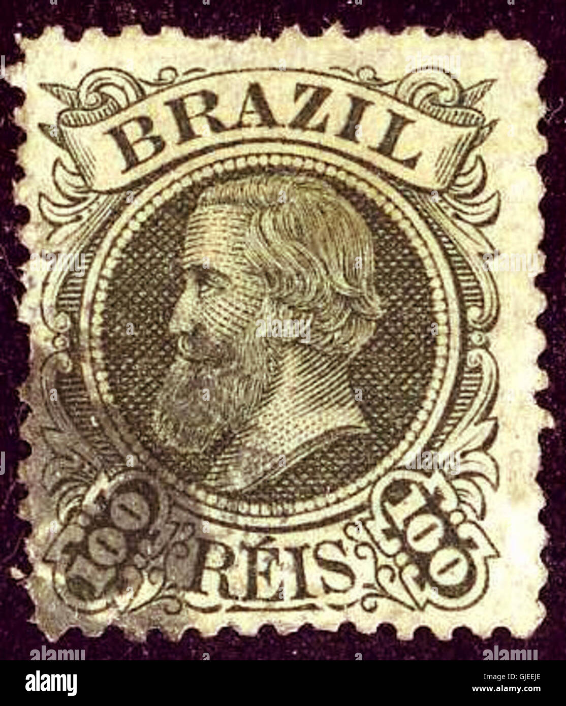 The 1881 100R Brazil Mi49 stamp is a rare issue from Brazil, featuring ...