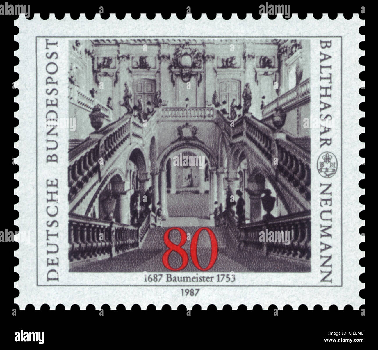 The 1987 DBP stamp, MiNr 1307, depicts Balthasar Neumann’s ...