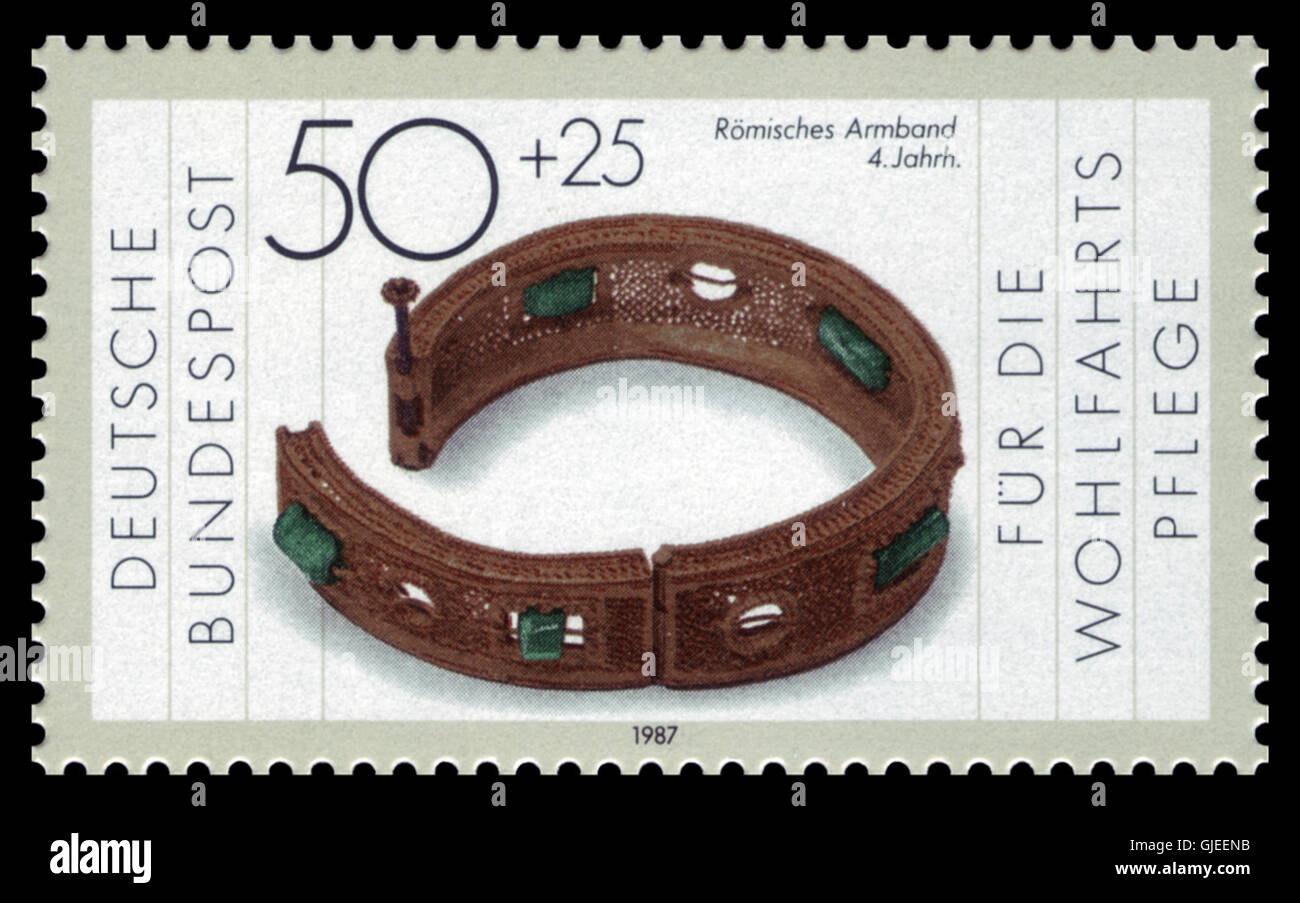 The DBP 1987 1333 stamp features the Roman bracelet, a significant ...