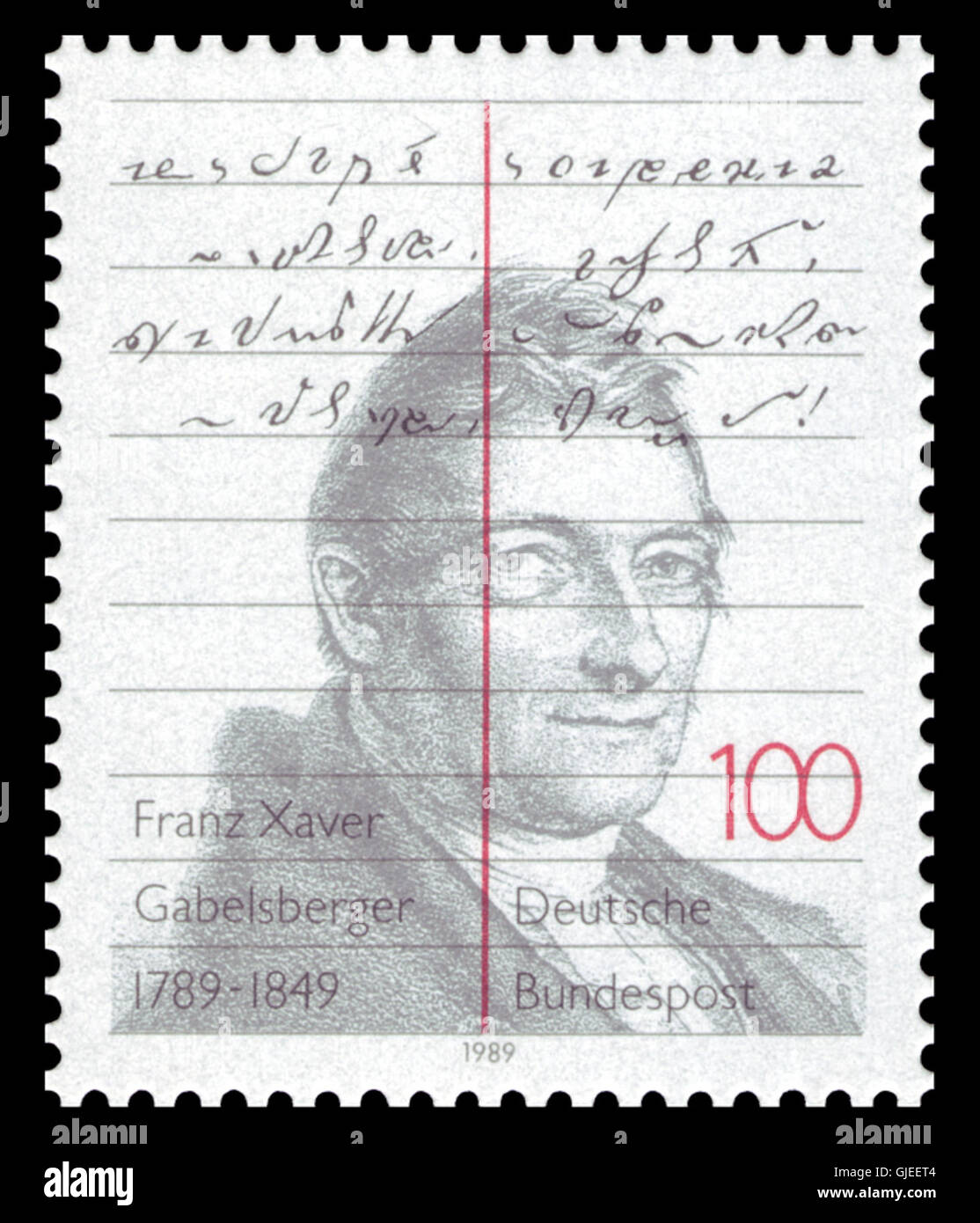 The 1989 DBP 1423 stamp honors Franz Xaver Gabelsberger, a German ...