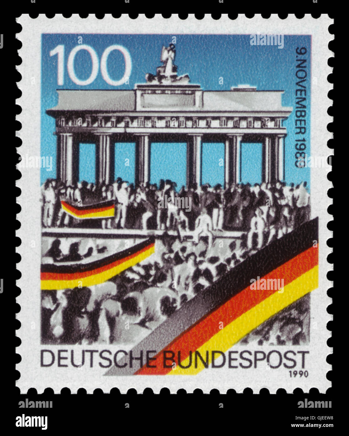 The DBP 1990 1482 stamp commemorates the Brandenburg Gate ...