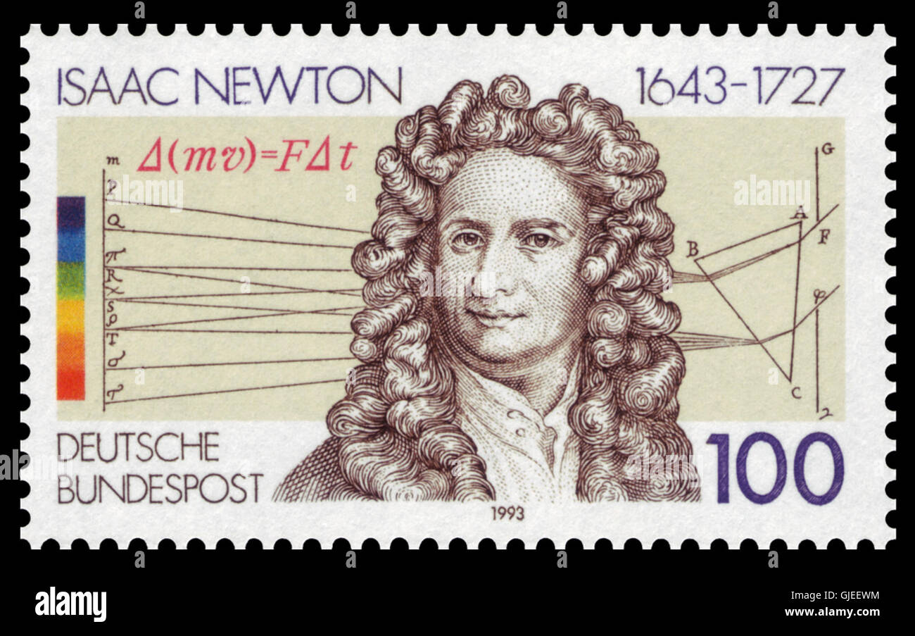 The DBP 1993 1646 Isaac Newton stamp was issued by Germany to ...