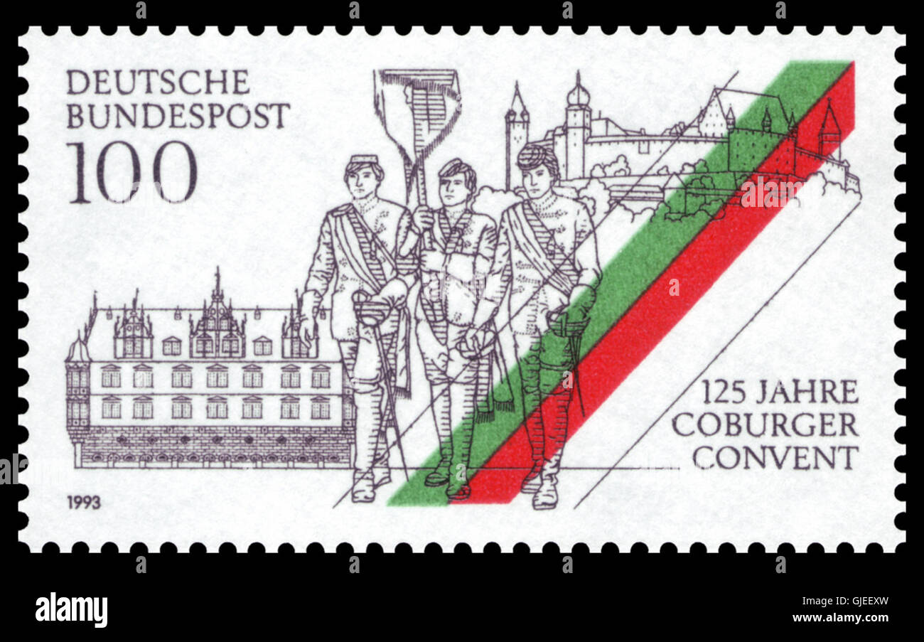 The 1993 DBP 1676 Coburger Convent stamp features the historical ...