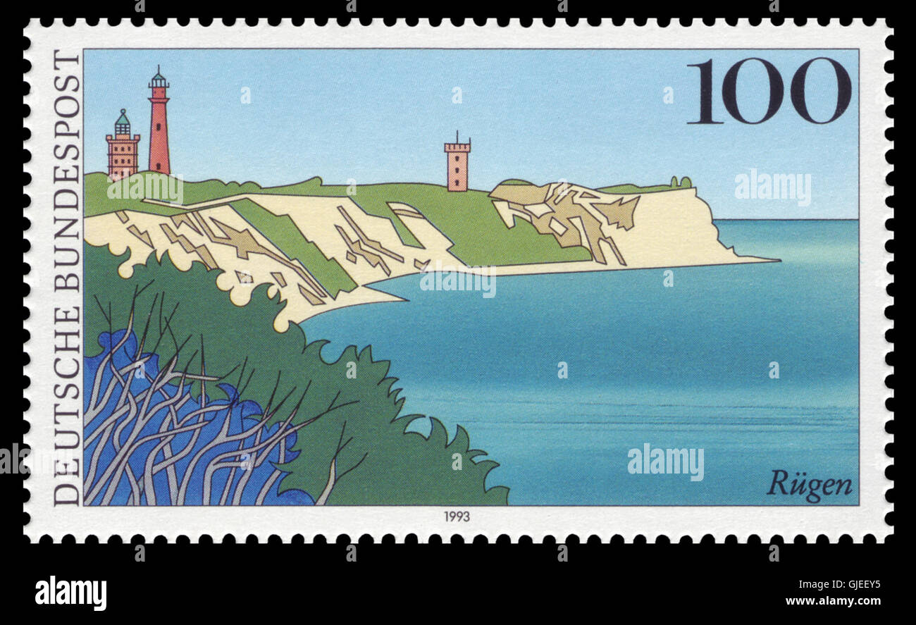 The DBP 1993 stamp, catalog number 1684, features Kap Arkona, a notable ...