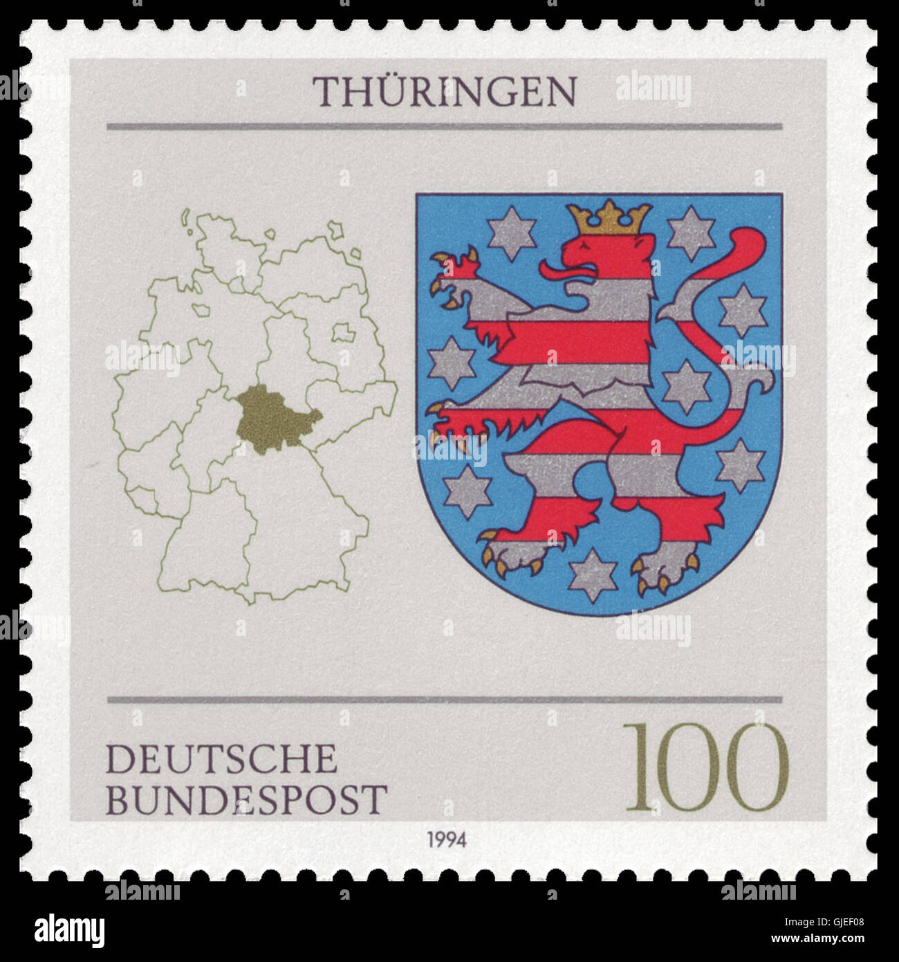 The DBP 1994 1716 Wappen Thüringen stamp is part of a series ...