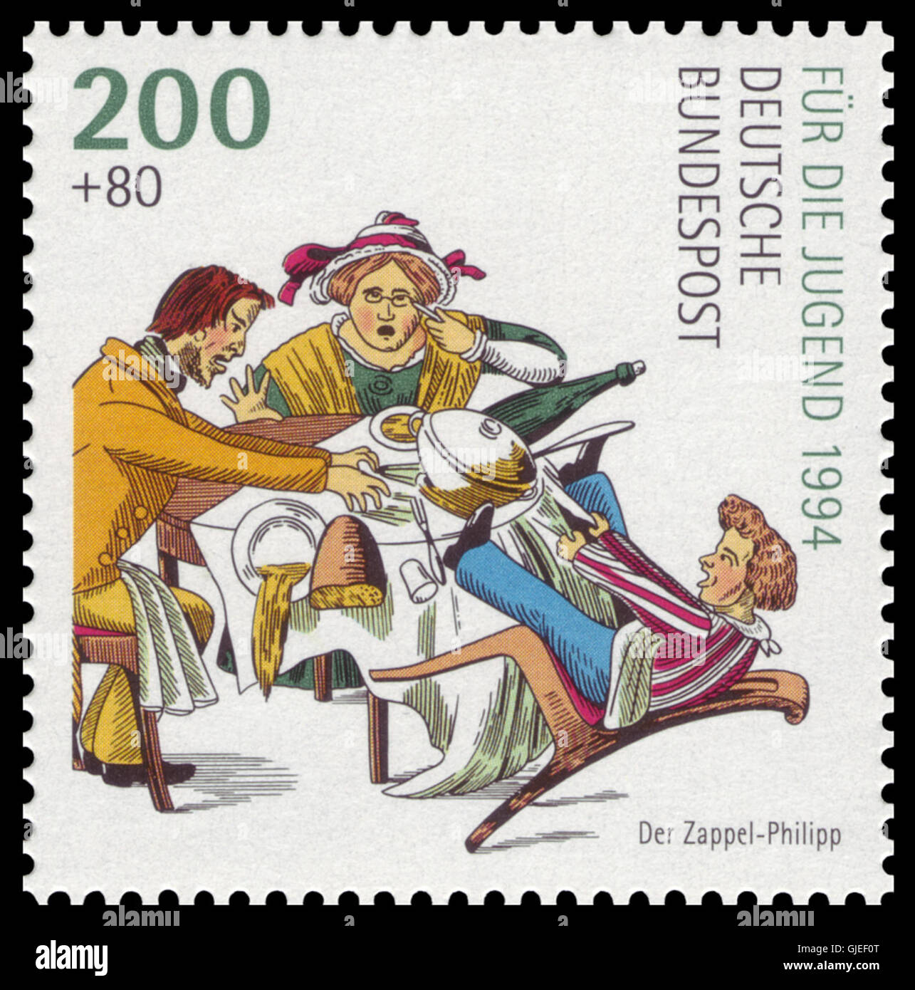 German stamp DBP 1994 1730, depicting the character Zappel-Philipp, a ...