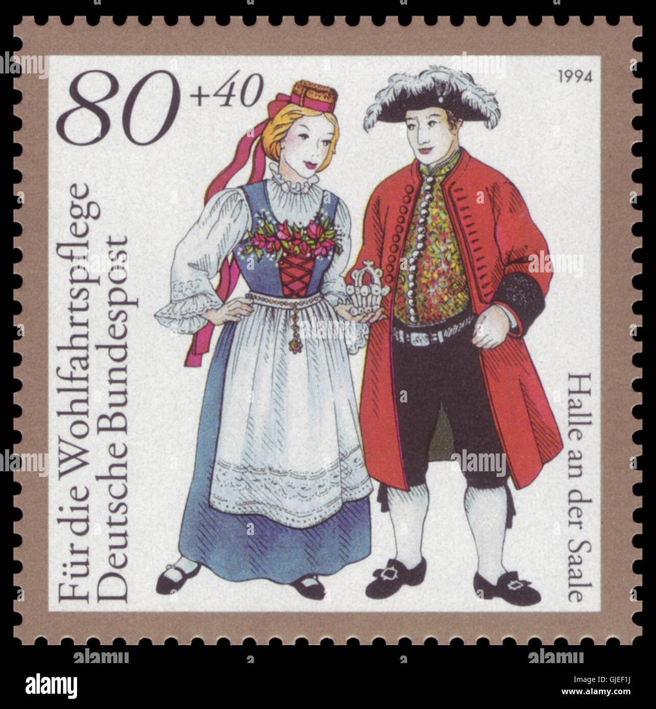The 1994 DBP stamp, number 1758, celebrates social welfare (Wohlfahrt ...