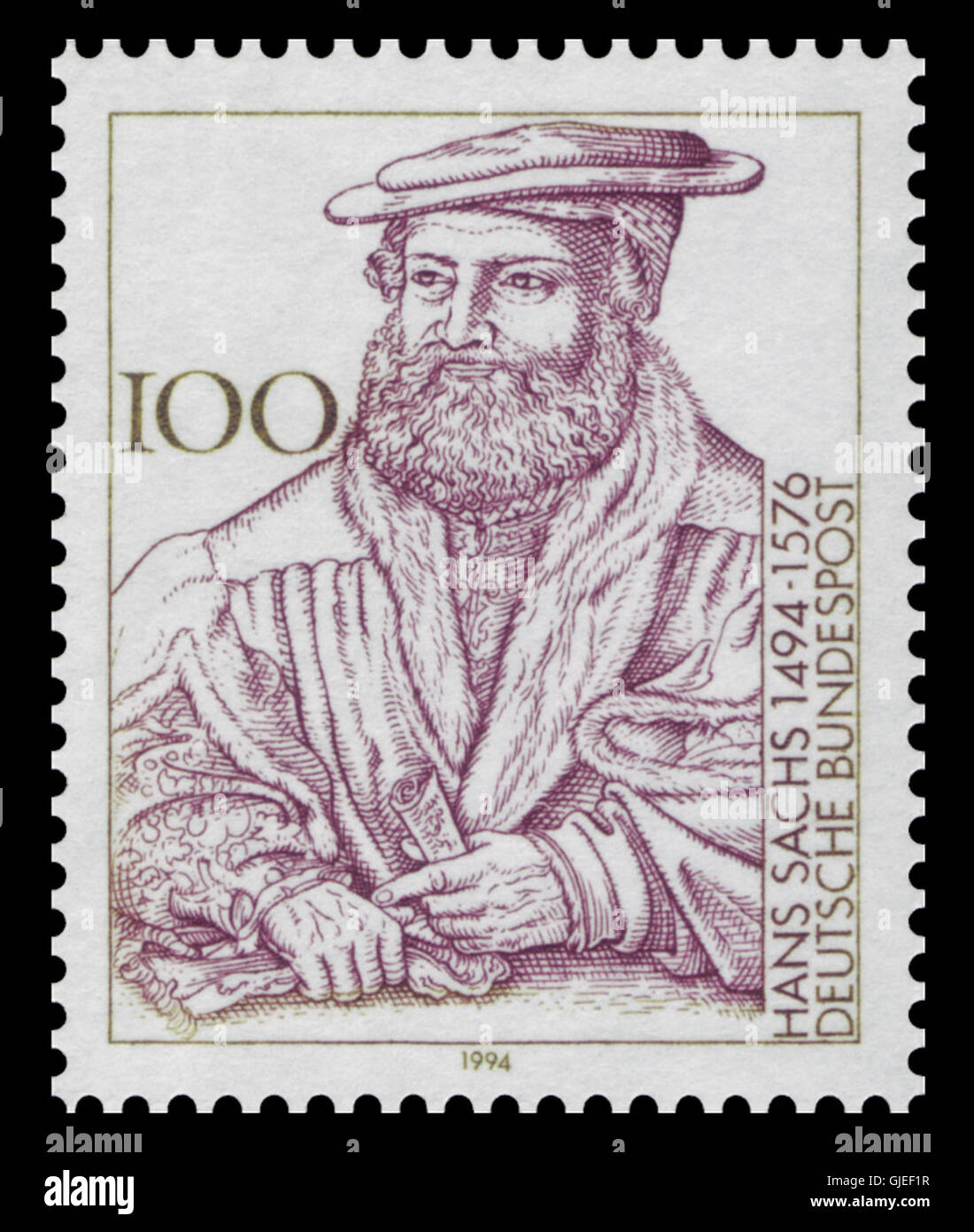 The DBP 1994 1763 stamp honors Hans Sachs, a prominent German poet and ...