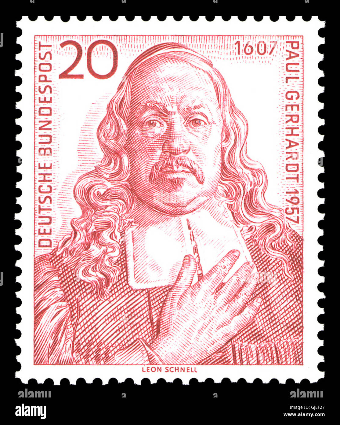 The DBP 253 Paul Gerhardt 20 Pfennig 1957 stamp features the image of ...