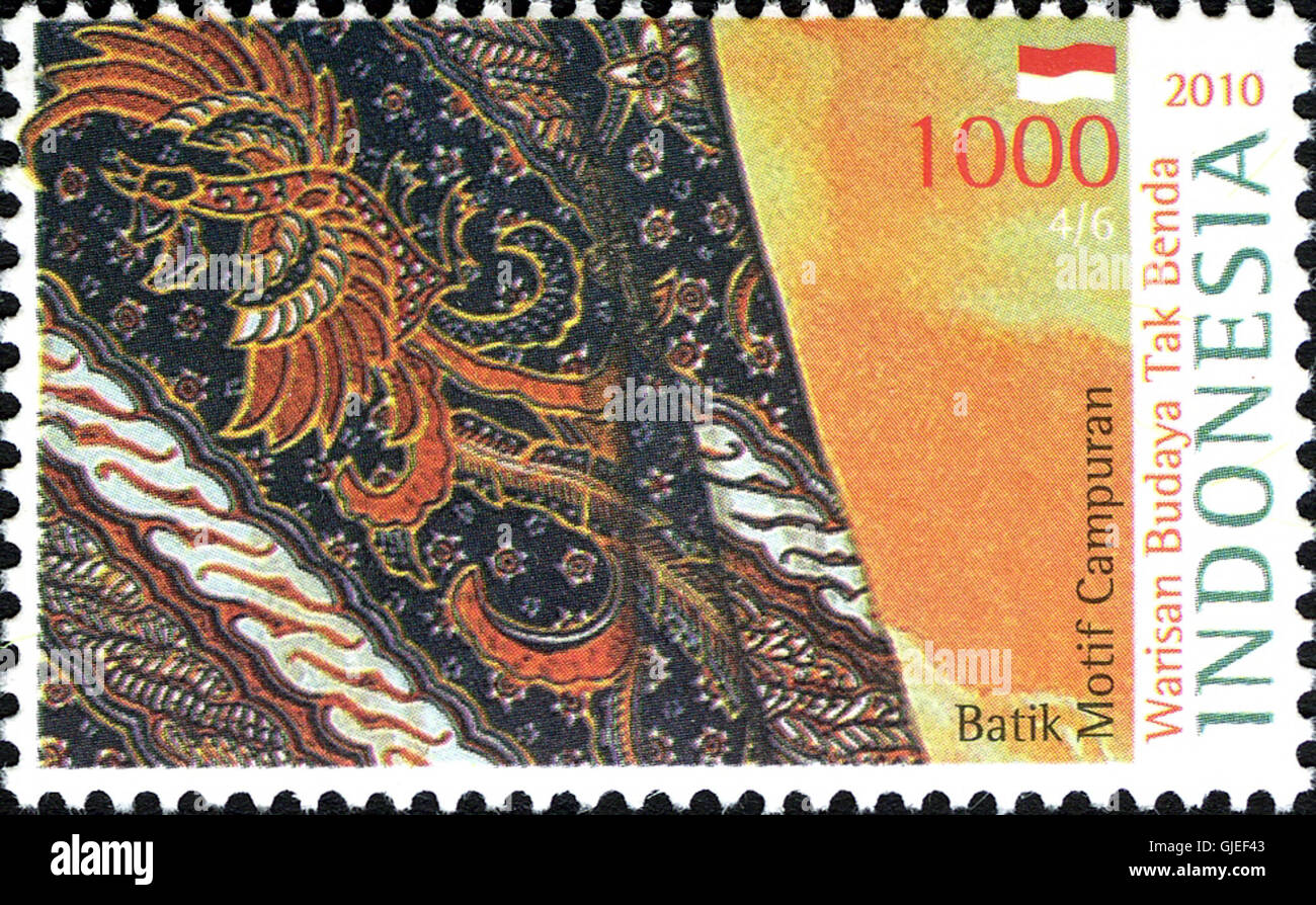 The 004-10 stamp from Indonesia features iconic national symbols ...
