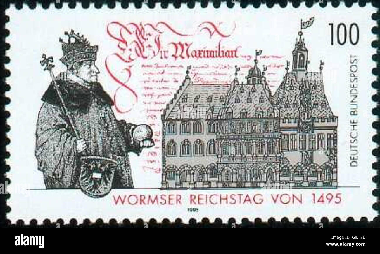 The 1495 Reichstag de Worms timbre RFA stamp commemorates the historic ...