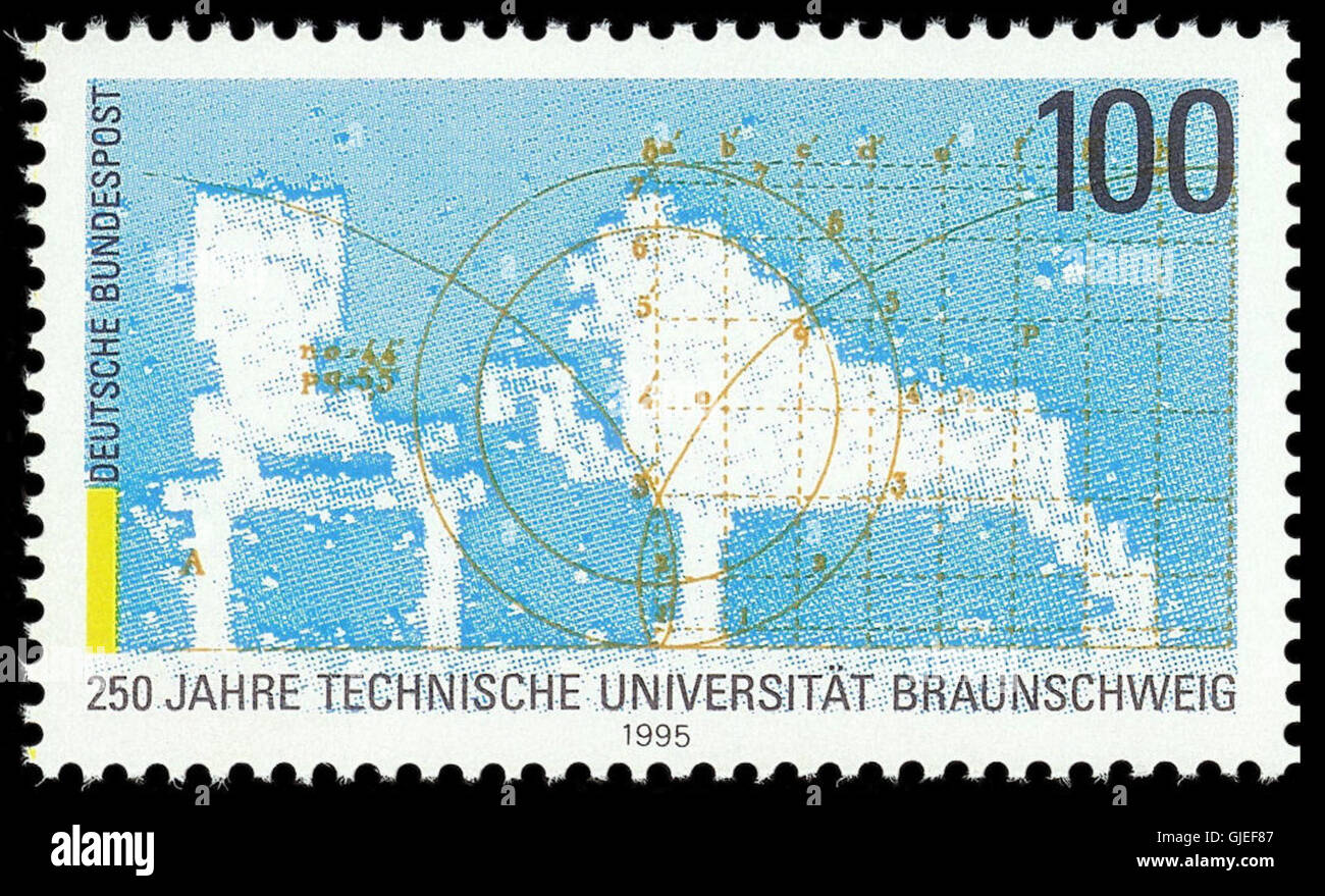 The 1995 Germany Briefmarke TU Braunschweig 250 stamp commemorates the ...