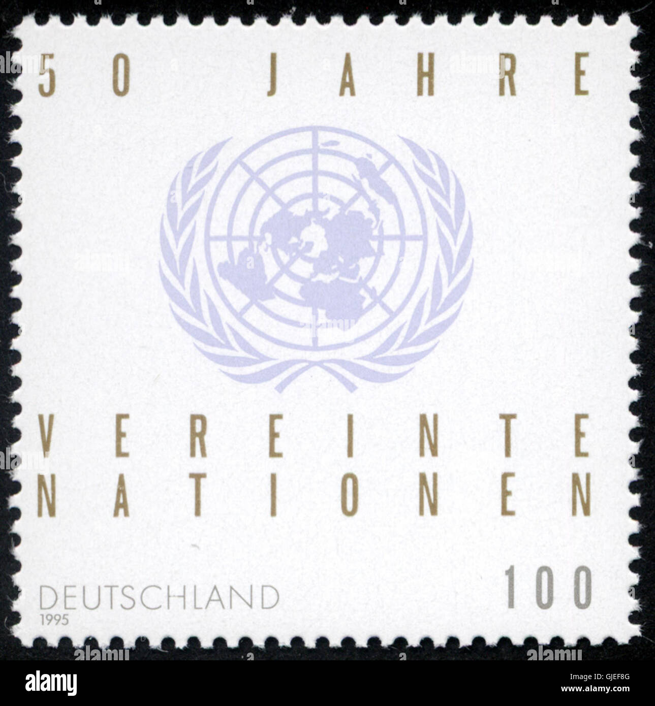 The 1995 German stamp, MiNr 1804, features the United Nations and is ...