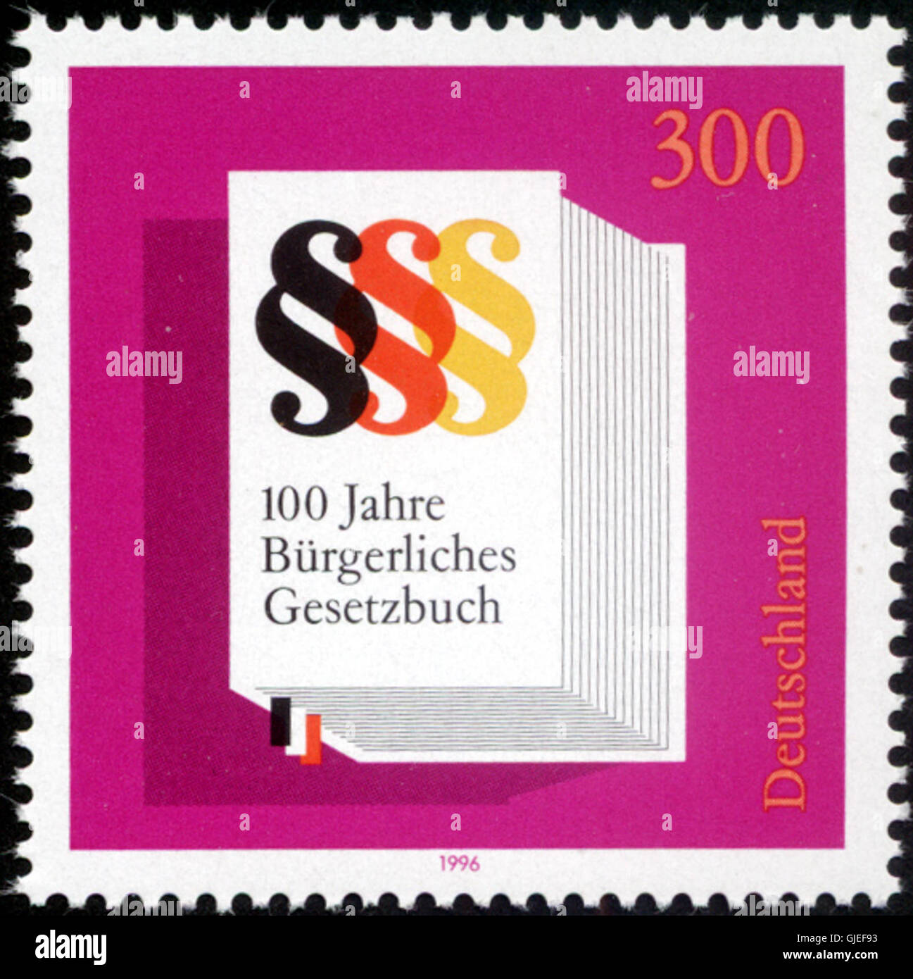 The 1996 German Briefmarke BGB stamp features a design related to the ...