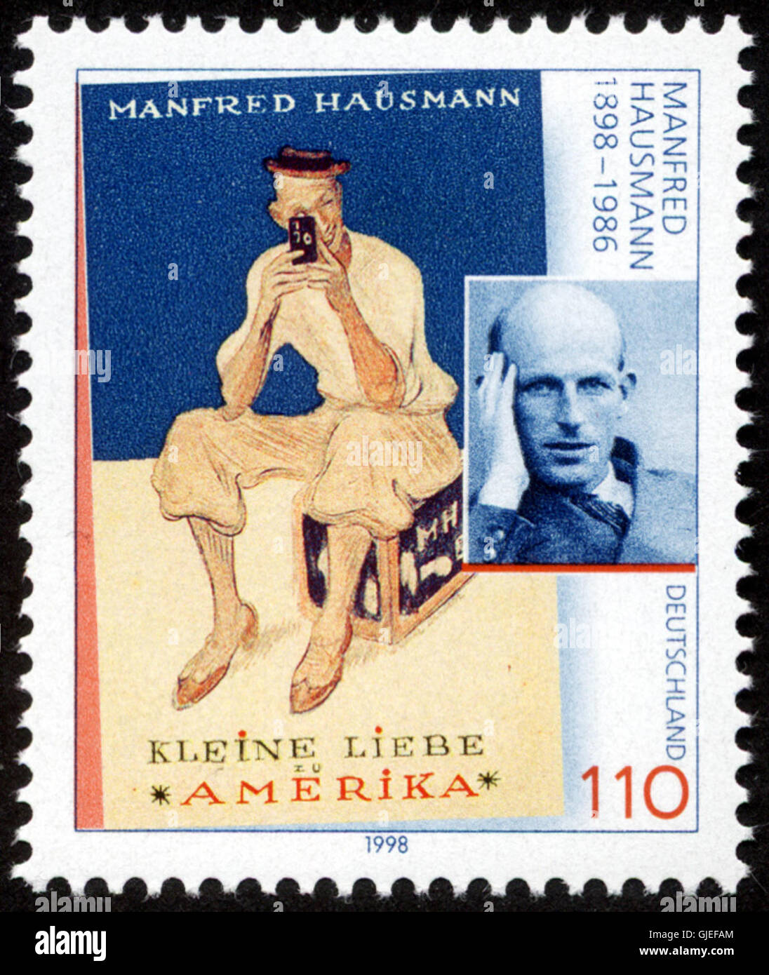 The 1998 Germany MiNr 2012 stamp features Manfred Hausmann, a German ...