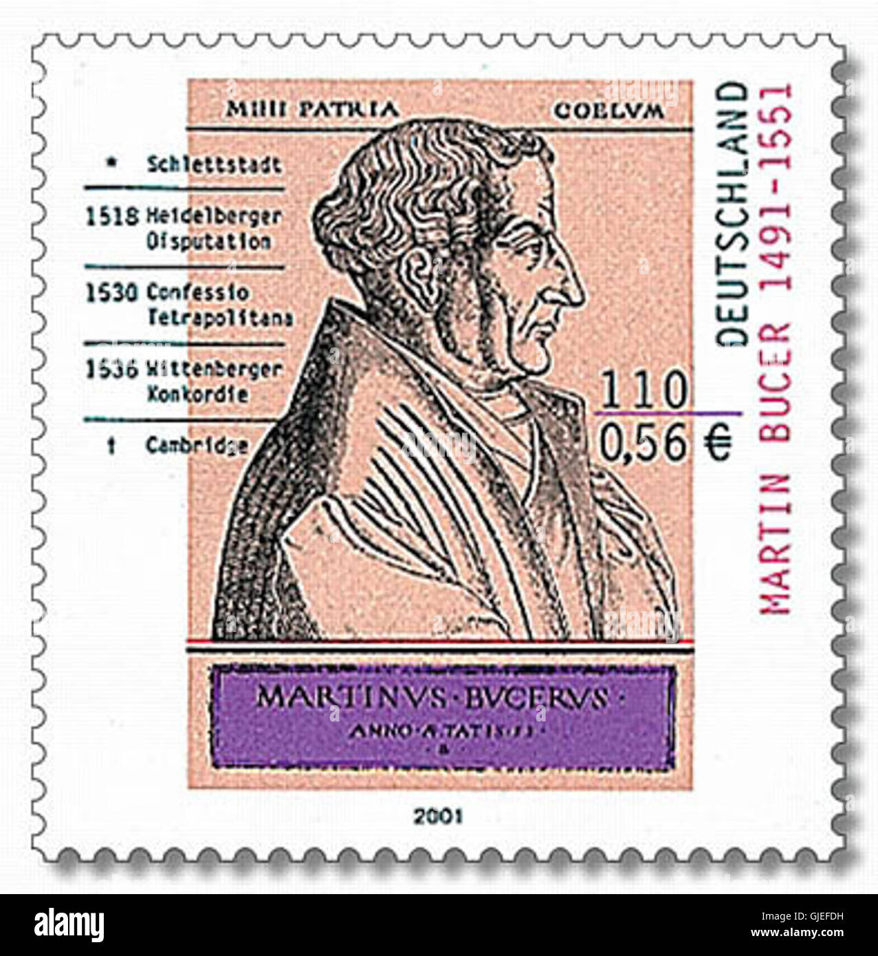The 2001 MiNr 2169 stamp from Germany features Martin Bucer, a notable ...